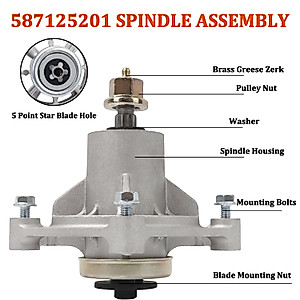 KOOTANS Mower Spindle Assembly for AYP 174356 174358 Husqvarna 532174356 587125201 532174358 Z246 GTH2548 GT2248 GTH2248 YTH1848XP YTH2448 YTH2748, Fits AYP 48" Decks 2002 & Newer (with Bolts, Zerk)