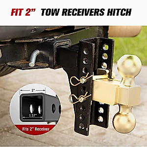 FieryRed Adjustable Trailer Hitch Ball Mount, 6-Inch Drop, 5-1/4-Inch Rise, 2-Inch and 2-5/16-Inch Tow Balls, 10,000 lbs. Fits 2" Receiver