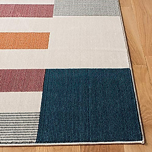SAFAVIEH Orwell Collection 6&#039;7&quot; Square Beige / Yellow ORW369B Mid-Century Modern Non-Shedding Living Room Bedroom Dining Home Office Area Rug
