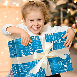 YESCUSTOM Personalized Name Wrapping Paper, 58"x23" Custom Christmas Wrapping Paper Rolls with Name, Christmas Gift Wrap for Him Her Boys Girls Mom Dad