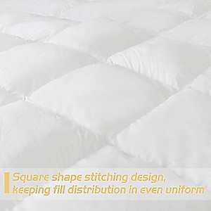 ZENY Mattress Topper Queen Size Overfilled Down Alternative Fiber Deep Fits 6'' - 21'', Cotton Top Pillow Top Plush Durable Premium Hotel Quality