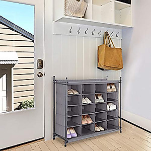 STORAGE MANIAC Stackable Shoe Cubby Organizer, Free Standing Shoe Cube Rack for Entryway, Bedroom, Apartment, Closet, 20-Cube Gray