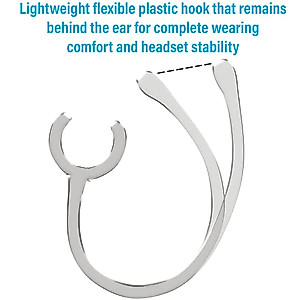 Ear Hooks for Wireless Headset 10mm Large Clamp Holder Clips, Replacement Ear Loops Earpiece Accessories, Clear, 4 Pack