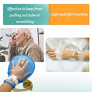 DUNBRI Hand Restraint Gloves for Dementia, Anti Scratch Bed Restraint Mitts, Breathable Protective Gloves for Elderly Daily Care