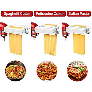 Pasta Maker Attachment for KitchenAid Stand Mixers -3 in 1 Set Pasta Attachments includes Pasta Roller, Spaghetti Fettuccine Cutter, Pasta Machine Attachment Accessories for KitchenAid
