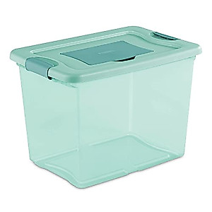 Sterilite 25 Quart Multipurpose Fresh Scent Stackable Accessory Storage Box Container for Home Closet Organization, Aqua (12 Pack)