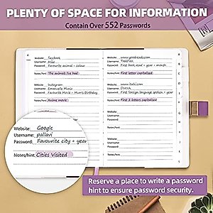 Password Book with Lock, Password Keeper with Alphabetical Tabs, Password Organizer for Computer and Internet Address Website Login, Gifts for Home and Office, 5.6''x 8''-Brown