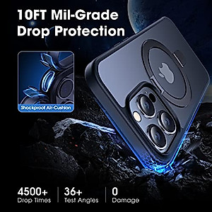 CASEKOO for iPhone 14 Pro Max Case with Magnetic Invisible Stand [Military Drop Protection] [Compatible with MagSafe] Shockproof Slim Translucent Matte Phone Cases for Men Women 6.7 Inch 2022, Black