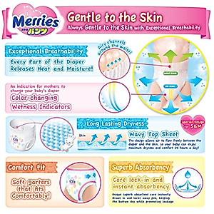 Diapers - Japanese Tapes - Import Diapers Merries Smooth Air-Through - 82 Pieces - S 8-17 lbs - Comfortable Fit - Prevents Leakage from The Sides - Less Pressure On Your Baby's Tummy