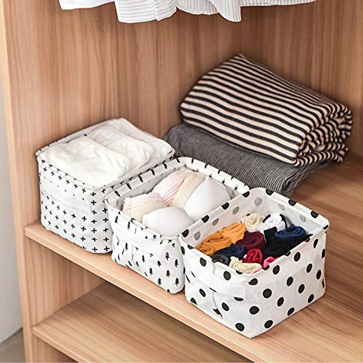 HomeDo Foldable Storage Cube Basket Bins Organizer for Kids Room, Bathroom, Nursery Shelf Basket, Desks, Baby Gift Baskets for Toys, Books, Socks, Makeup, Clothes (Black-4Pack, 8.5"x5.2"x6.5")