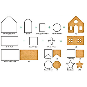 Gingerbread House Cookie Cutter Set - 3D House Cookie Cutters, Gingerbread House Kit for Holiday, Winter, Christmas & Gingerbread House Kit for Kids, Gift Package (10Pcs Christmas Cookie Cutters)
