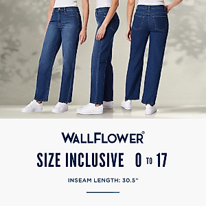 WallFlower Women's Dad Denim High-Rise Insta Vintage Juniors Jeans, Carbon, 9