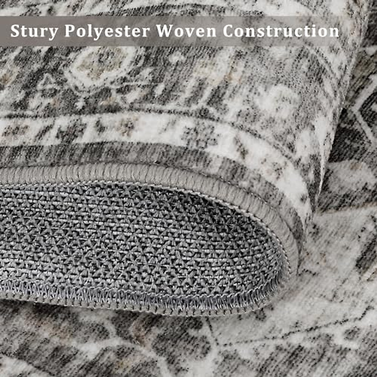 Zacoo 9x12 Rug for Living Room Washable Rugs Rug for Bedroom Vintage Rug Non Slip Carpet Tribal Throw Rugs Large Area Rug Stain Resistant Office Rug Classroom Rug 9'x12' Grey