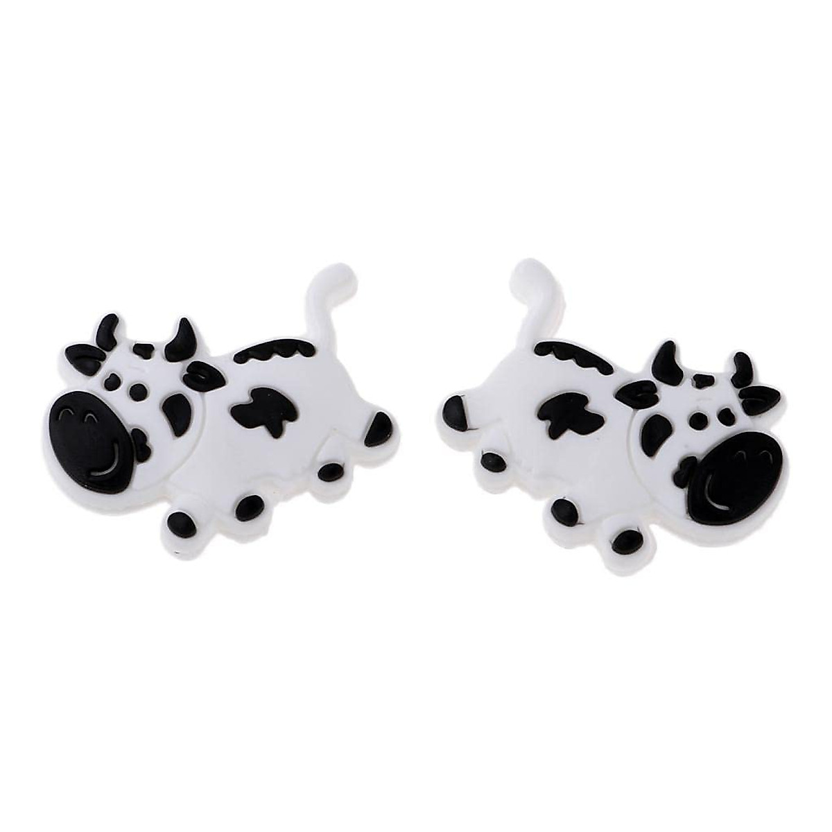 Baosity 2 Pieces Tennis Racquet Shock Absorber Vibration Dampeners - Various Animal Shape - White Cow