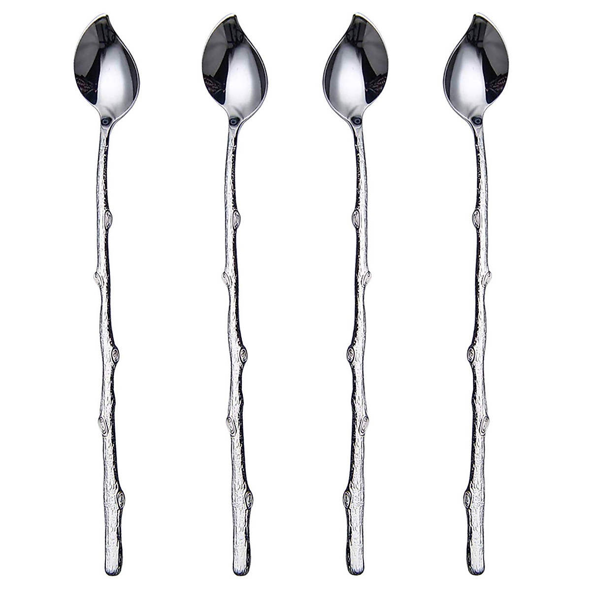 HISSF Long Handle Spoons, Iced Tea Spoons, 18/10 Stainless Steel Stirring Spoons, 4pcs Leaf Spoons, 8.66-inches