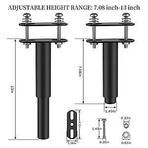 Dikeo 4 Pcs Adjustable Metal Bed Frame Support Leg, Bed Support Legs 7.08" - 13", Bed Support Legs for Wood Slats, Bed Replacement Legs, Adjustable Bed Legs Replacement 881Ibs/400kg