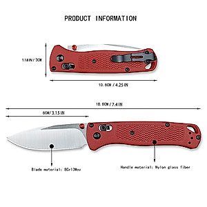 3.15'' 8Cr13Mov Steel Blade Nylon Glass Fiber Handle with Clip, Single-handed Opening Portable Camping EDC Knife, Outdoor Survival Tool Everyday Carry, Christmas Gift