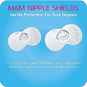 MAM Breastfeeding Nipple Shields with Sterilizing Storage Case, Nipple Shields for Nursing Newborn, Size 1 Small 17mm, 2-Count, Clear