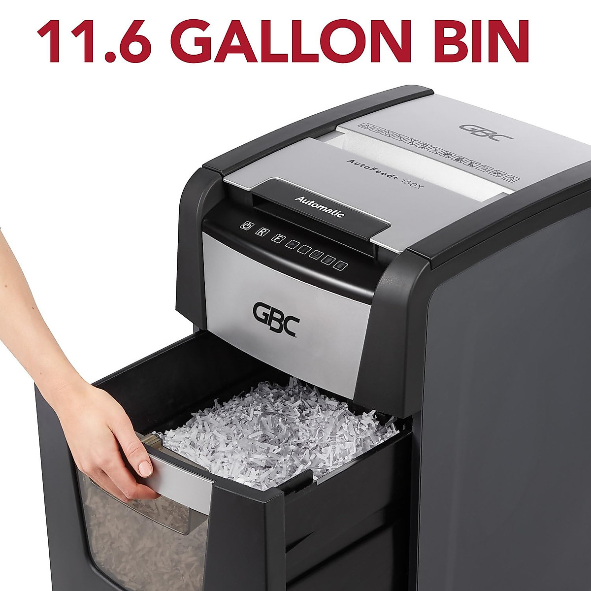 GBC 150X Paper Shredder, Auto Feed+, 150 Sheet Capacity, Super Cross-Cut, Home Office Shredding (WSM1757604)