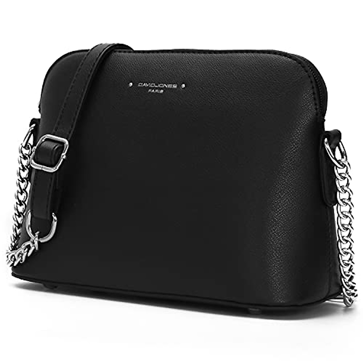 DAVID - JONES INTERNATIONAL. Lightweight Crossbody Bags for Women, Genuine Leather Small Shoulder Bag,Cell Phone Wallet Purses and Handbags with Chain Strap,Black Purse