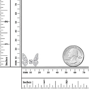 Luxval Silver CZ Butterfly Wing Earrings (A Pair), Sterling Silver,Brass Butterfly Studs, Half Butterfly Studs, Sparkly Butterfly Earrings, Tiny Cartilage Hypoallergenic Earring for women