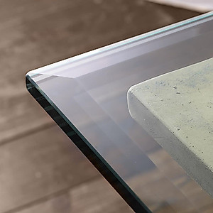 Fab Glass and Mirror 24" X 36" Inch Rectangle 3/8" Thick Tempered Beveled Edge Polish Radius Corners Glass Table Top, Clear