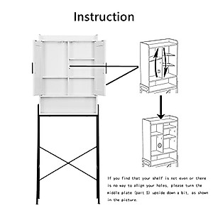 apexnova Over The Toilet Storage Cabinet, Wooden Space-Saving Bathroom Organizer Shelf Over Toilet Storage Rack with Double Door and Adjustable Feet