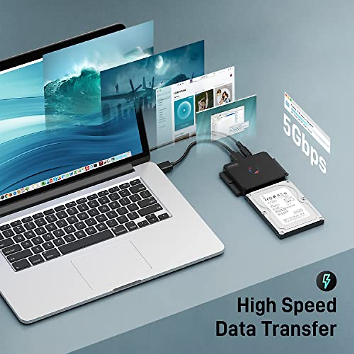 FIDECO SATA/IDE to USB 3.0 Adapter, Hard Drive Adapter Cable Converter for Universal 2.5/3.5 Inch IDE HDD, 2.5 Inch SSD, 5.25-Inch DVD-ROM/CD-ROM/CD-RW/DVD-RW/DVD+R