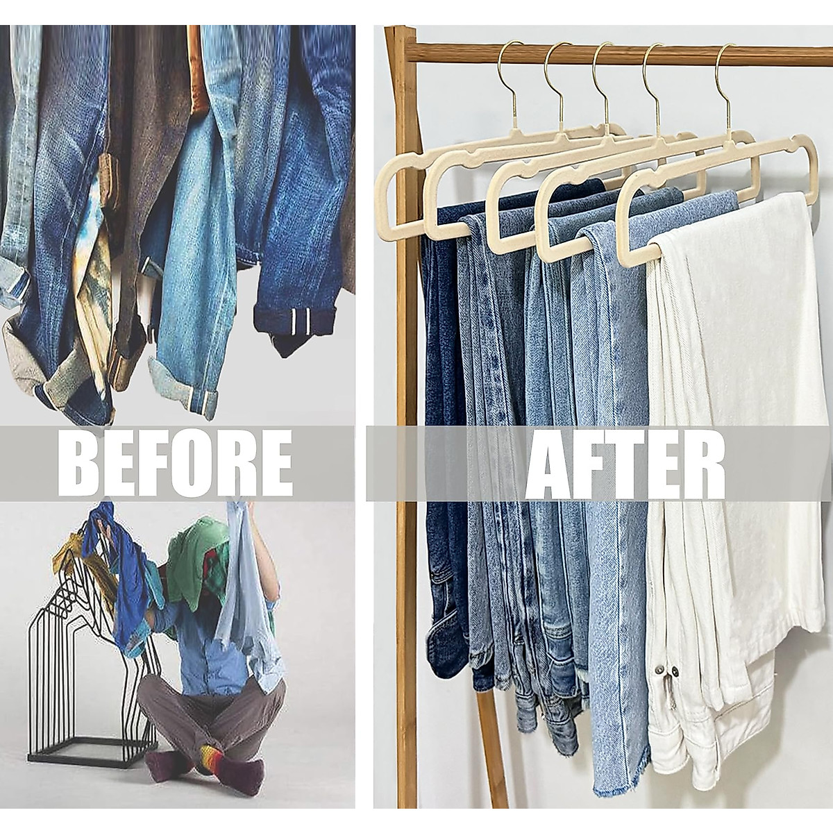 Gold Velvet Hangers 20 Pack,Velvet Pants Hangers with Gold Hook,Non-Slip Gold Velvet Hangers,Space Saving Slim Hangers 13.77inch