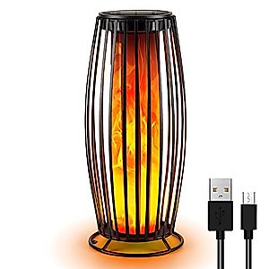 Nenrent Outdoor Solar Lantern Indoor&Outdoor Floor Lamp Solar Flickering Flame Lantern With Solar Powered/USB Charge for Patio Garden Deck Porch Decoration&Waterproof&Super Long Endurance(1 Pack)