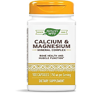 Nature's Way Calcium & Magnesium Mineral Complex, Supports Bone Health*, 750 mg per serving, 100 Capsules