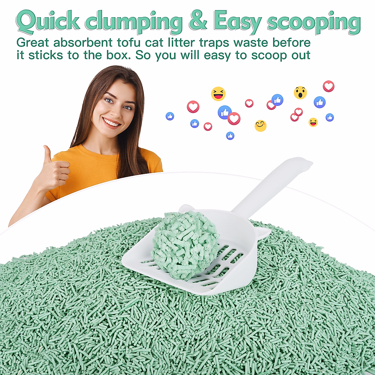 YODUPES Cat Litter, Lightweight Natural Tofu Clumping Cat Litter Odor Control 99.9% DustFree, Flushable Low Tracking, 10.6 LB Total, Pack of 2