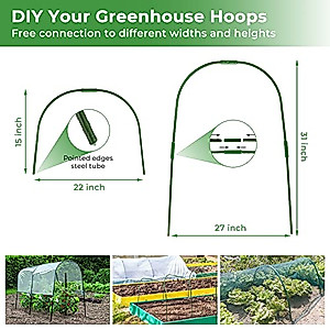 BEAMNOVA Garden Netting Mesh Greenhouse Hoops for Raised Beds Row Cover Barrier Support Frame Cover Climbing Plants Stakes with Clips for Outdoor Vegetable Tomato Vines DIY