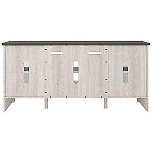 Signature Design by Ashley Dorrinson Farmhouse TV Stand with Fireplace Option, Fits TVs up to 58", Whitewash