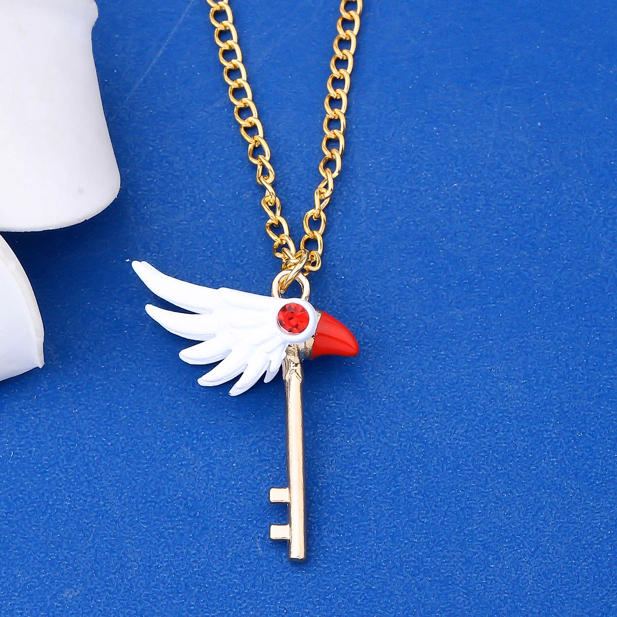 FAADBUK Anime Card Captor Sakura Jewelry Kinomoto Sakura Star Wand Necklace Card Captor Sakura Keychain Card Captor Sakura Lover Gift (Sakura Star NK -S)