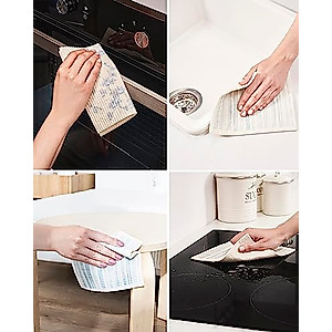 BELLE TERRE Roll-Up Dish Drying Rack & Swedish Dish Cloth Set - Space-Saving Sink Rack (20.5" x 15.5") with Utensil Tray & Reusable Absorbent Cloths - Solid Steel Construction & Cellulose Material