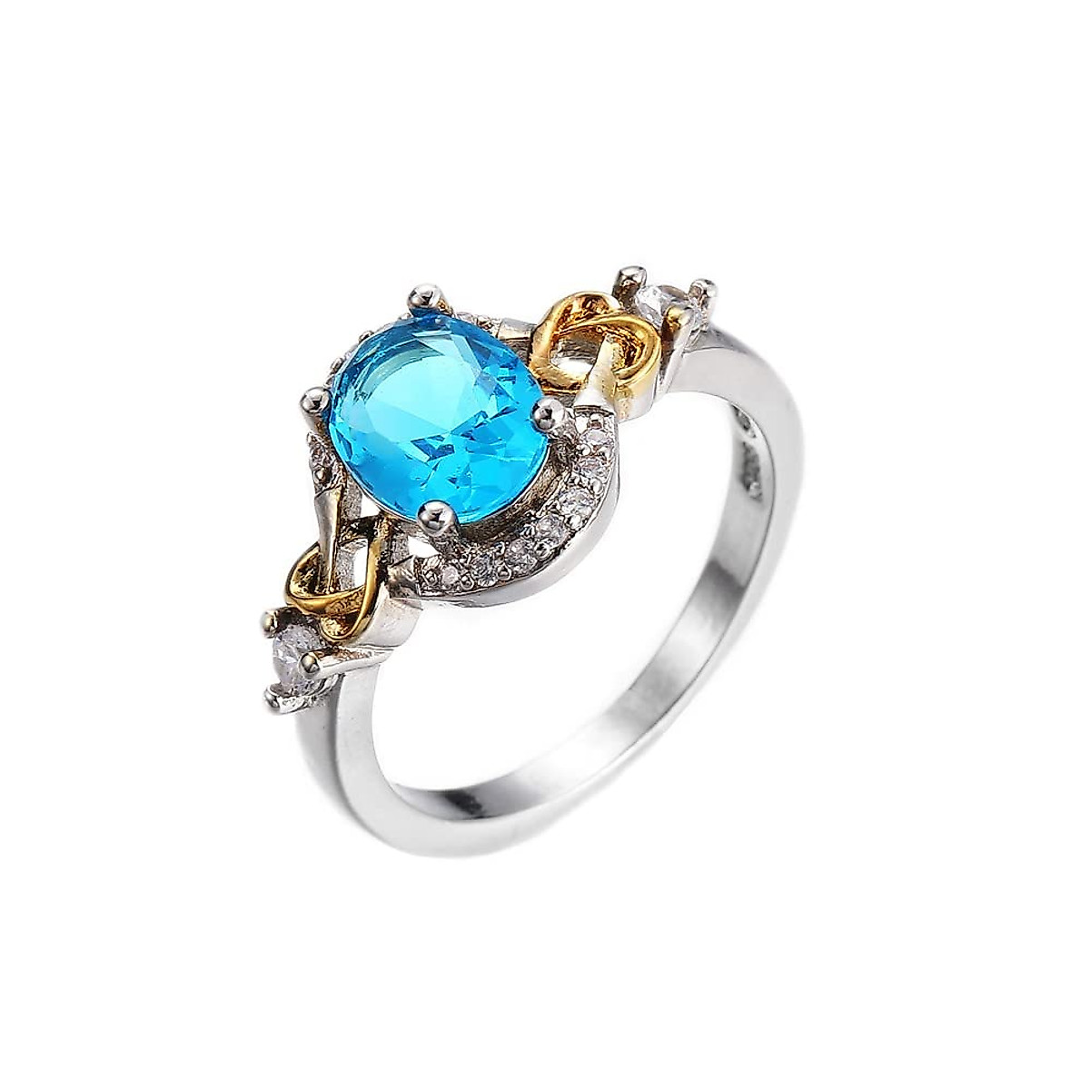 Koguxuix Fashion Jewelry 925 Sterling Silver Dainty Blue Crystal Ring for Women Simple Style Oval Engagement Finger Ring Ladies Fashion Jewelry (7)