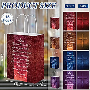 16 Pcs Religious Hymn Gift Bags Inspirational Paper Gift Bag with Handles Welcome Church Bag for Baptism Favors Wrapping Christening Baptism Gifts Party Communion Christmas, 5.9 x 3.1 x 8.3 Inches