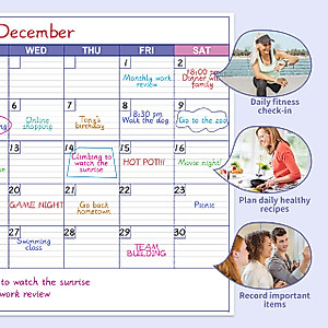 Large Dry Erase Calendar - 27.8"x 40", Undated Monthly Wall Calendar Laminated, Blank Reusable Calendar Planner for Home, Office, Classroom, with Ample Daily Boxes, Notes, 6 Markers ＆ 8 Stickers