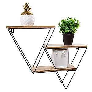 Truu Design Decorative Wall Accent Wooden Floating Shelf, 16 x 17.5 inches, Black - Triangle