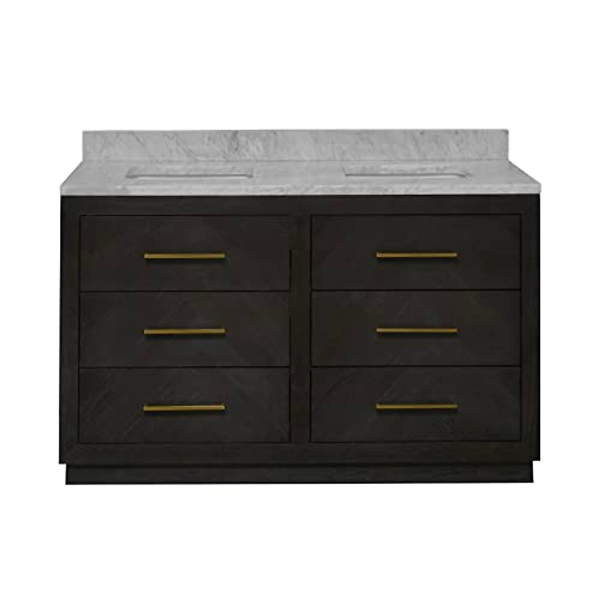 Kitchen Bath Collection Avery 60-inch Double Bathroom Vanity (Carrara/Dark Oak): includes Dark Oak Cabinet with Stunning Carrara Marble Countertop and White Ceramic Sinks