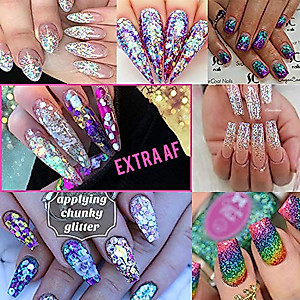 𝐆𝐀𝐁𝐎𝐗 8 Jars Ice Blue Cosmetic Chunky Glitter Set, Holographic Nail Glitter Resin Glitter Fine Powder +1mm+2mm+3mm Sequins Flakes, Iridescent Art Glitter Set for Body Face Eyes Hair Crafts