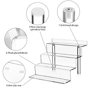 YIDITTHOPE 3 Tier Clear Acrylic Display Riser Shelf for Pops & Toys Figures,9 in Cupcake Stand for Nail Polish, Shot Glasses, Perfume & Cologne Organizer, Crystals Collectibles Decoration in Cabinet