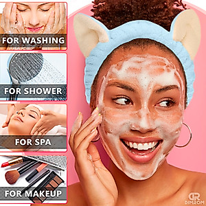 3Pcs Makeup Headbands for Women - Make Up Headband Plush Spa Headband Adult Cat Ears Headband Soft Skin Care - Stretch Headbands for Girls Headband