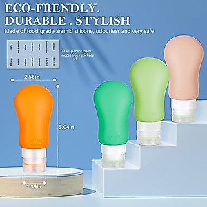 Eengenone Travel Bottles for Toiletries, 4 Pack Leak Proof Tsa Approved Travel Toiletries Size Containers Squeezable Travel Accessories,3 oz Refillable Liquids for Cosmetic And Lotion