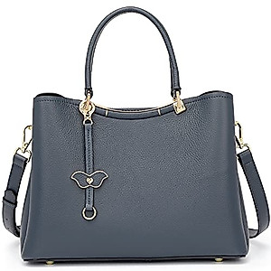 Kattee Women Soft Genuine Leather Satchel Bags Top Handle Crossbody Purses and Handbags (Blue)