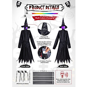 Halloween Decorations Outdoor 3PCS Light Up Witches Holding Hands Witches with Stakes, Scary Screaming Witches with Glowing Face, Creepy Halloween Party Props Decor for Yard Garden Outside Lawn Porch