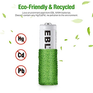 EBL Rechargeable AA Batteries 2800mAh (12 Pack) and AAA Ni-MH Rechargeable Batteries 1100mAh (4 Pack) with 8-Bay AA AAA Individual Battery Charger
