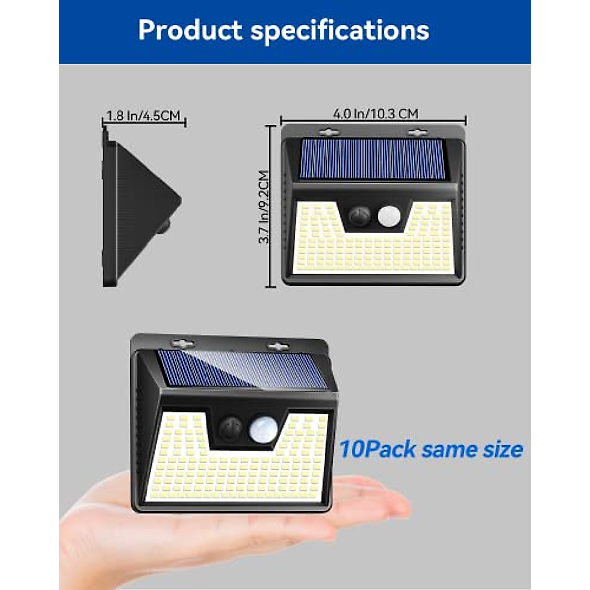 Peasur Solar Outdoor Lights [10 Pack/140LED], Motion Sensor Outdoor Lights Ultra-Bright, Solar Powered Security Lights 3 Working Modes, Solar Lights Outdoor Waterproof for Outside Garden Yard (500LM)