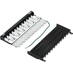 TRENDnet 12-Port Cat6A Shielded Patch Panel, 10G Ready, Cat5e,Cat6,Cat6A Compatible, Metal Housing, Color-Coded Labeling for T568A and T568B Wiring,Cable Management,Wall Mountable, Black,TC-P12C6AS